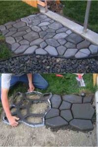 Easy DIY Concrete Cobblestone Path - Do-It-Yourself Fun Ideas